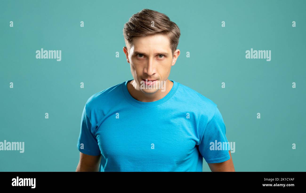 Uncontrolled anger. Bad-tempered male portrait. Acting skills ...