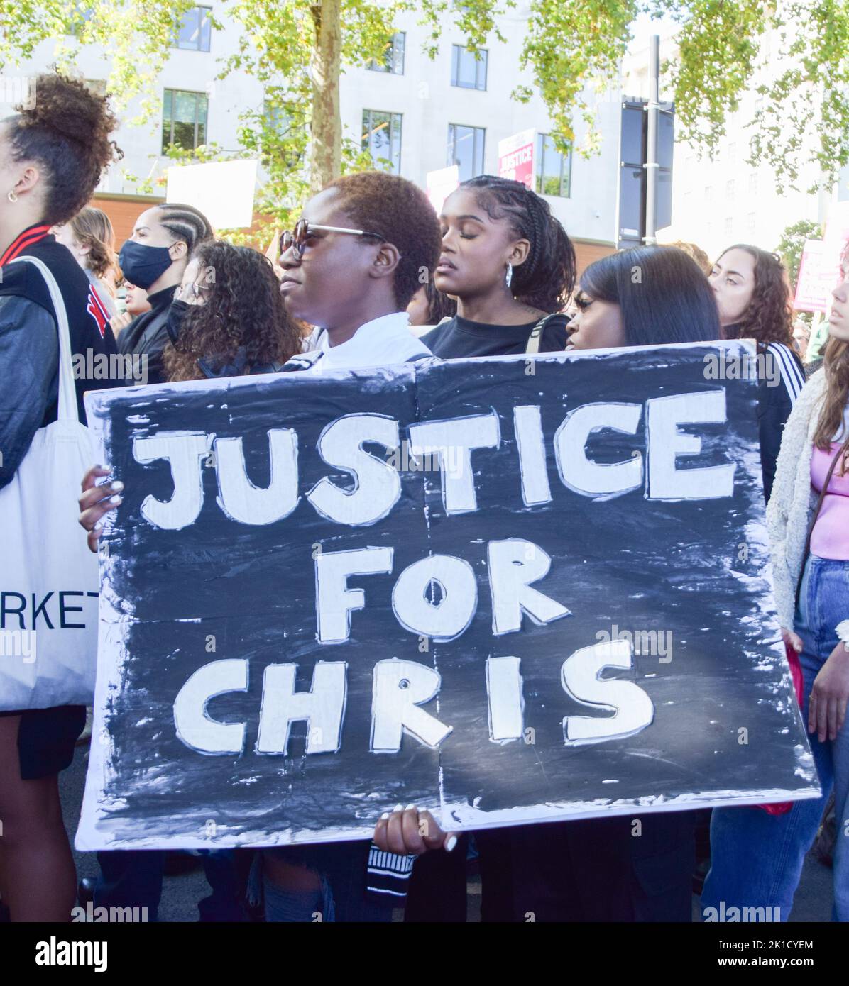 London, England, UK. 17th Sep, 2022. A protester holds a ''Justice For ...