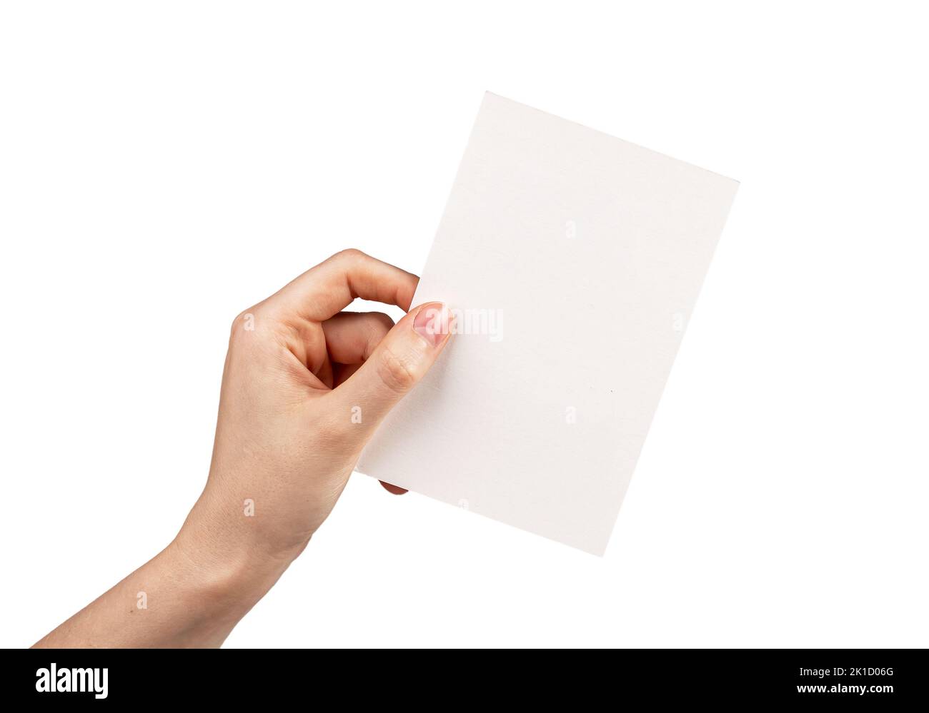 Hand holding postcard mockup isolated on white background. Letter ...