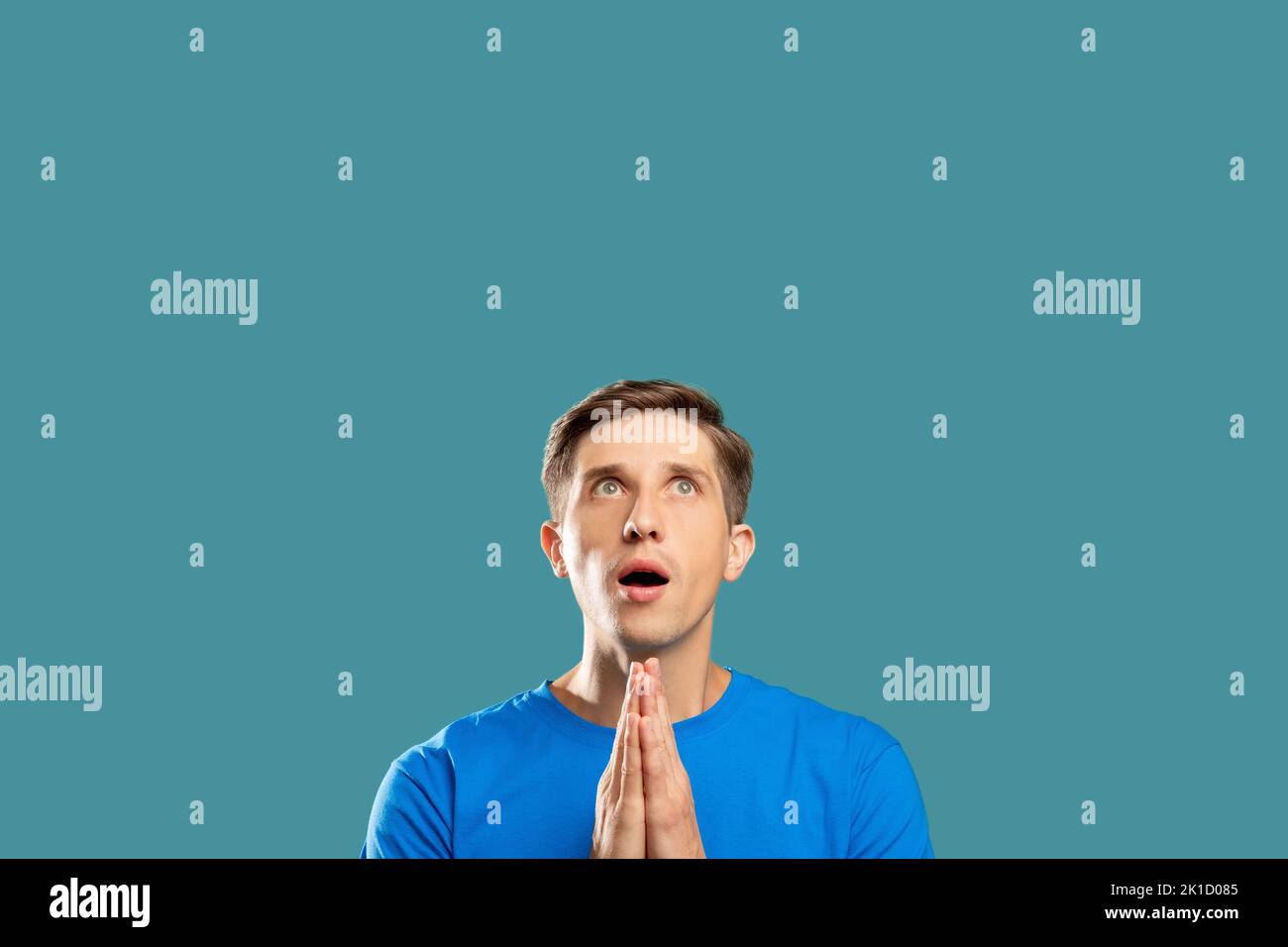 Shocked male portrait. Amazed idea. Information banner. Invisible ...