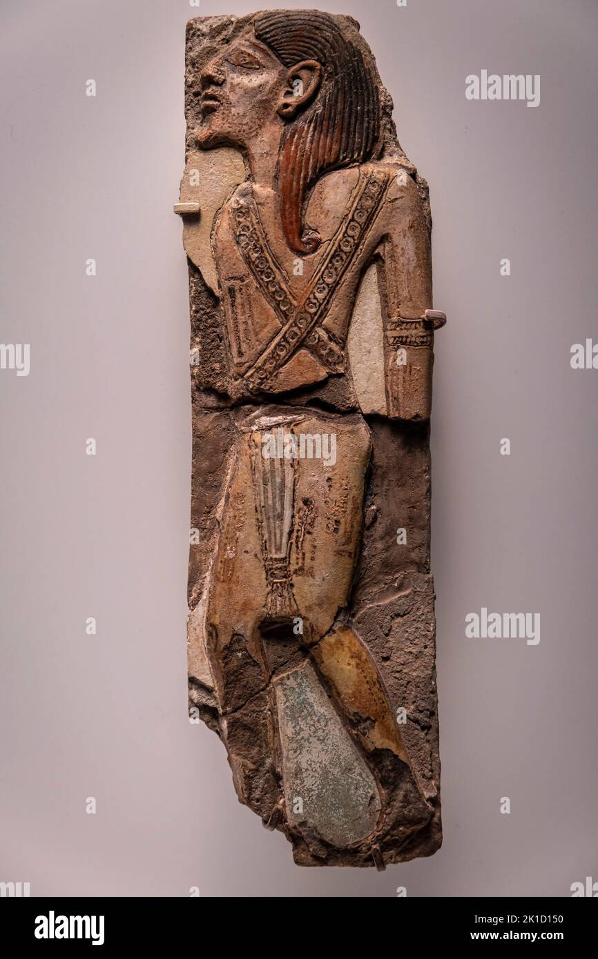 tile with the representation of a Libyan prisoner, faience, 20th ...