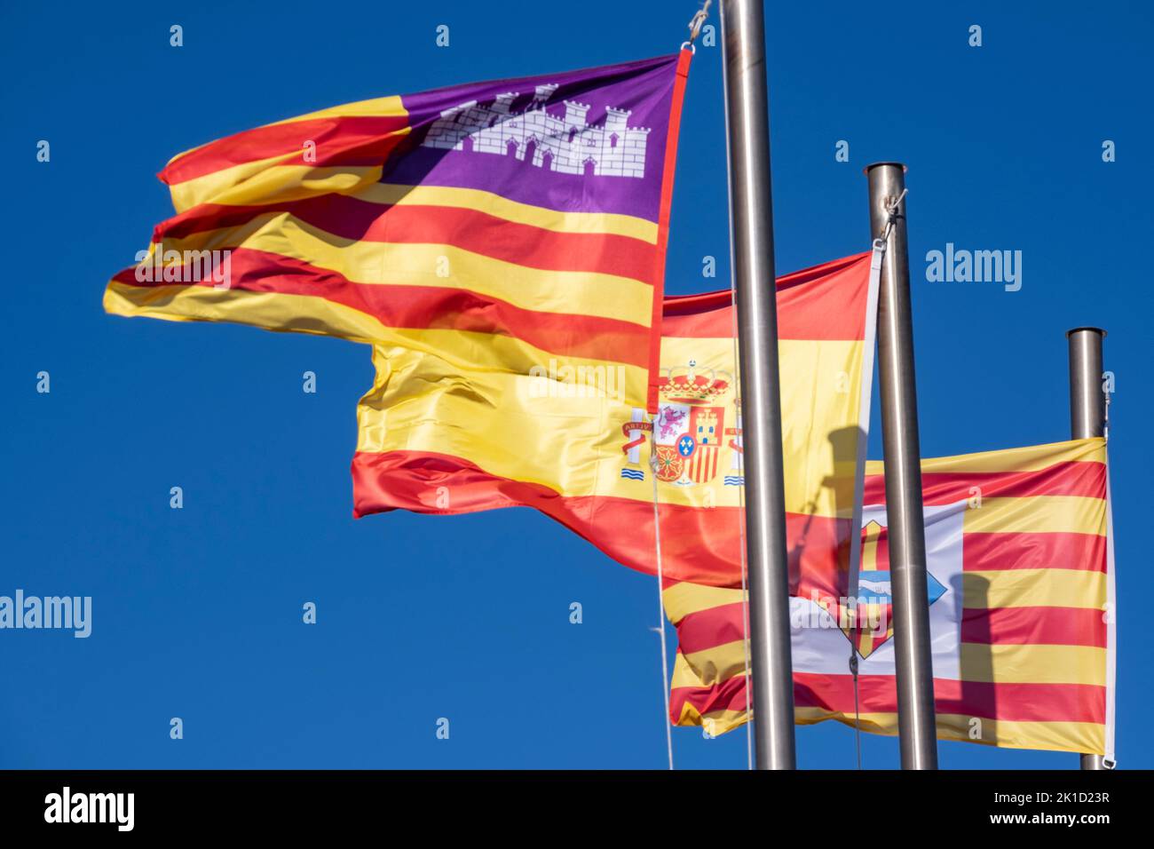 flags of the people, the community and the country, Inca, Mallorca ...