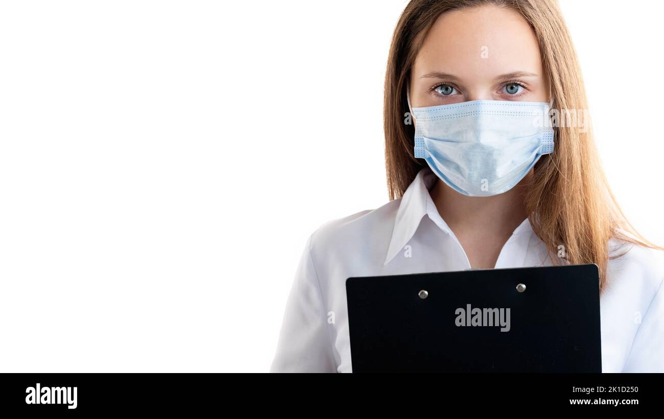 Sales representative. Covid-19 measures. Office woman. Young lady in ...