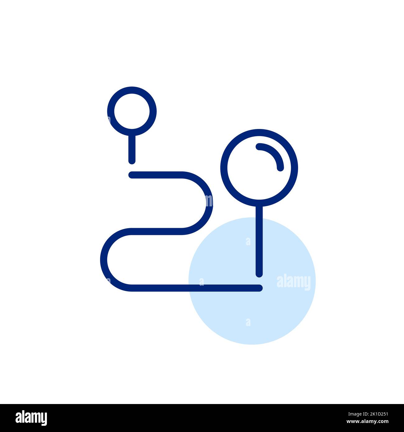 Navigation path outline. Route between two pinpoints. Pixel perfect, editable stroke line icon ...