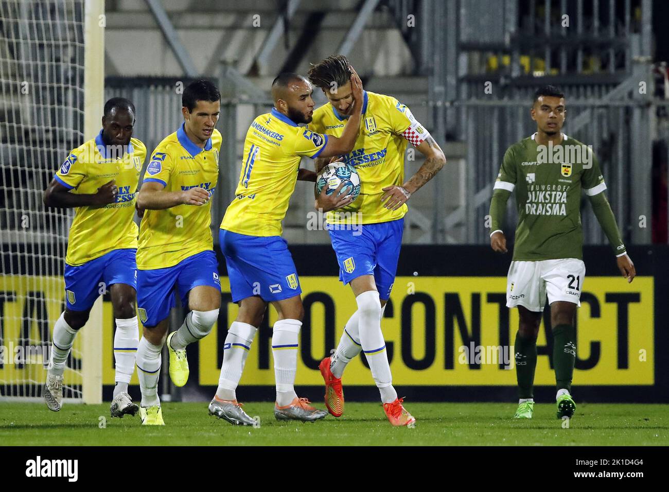 WAALWIJK - (lr) Iliass Bel Hassani of RKC Waalwijk, Michiel Kramer of RKC Waalwijk celebrate the ...