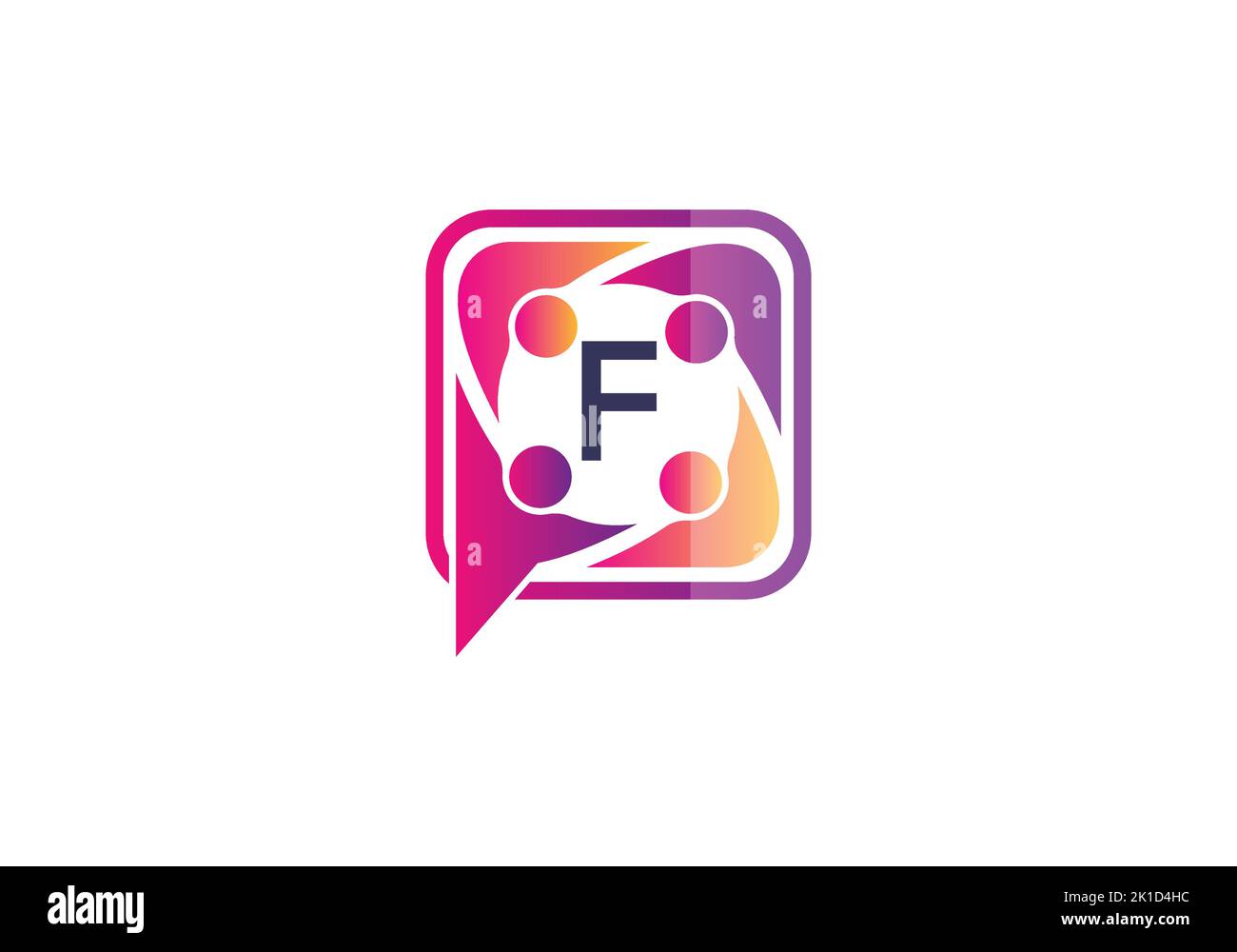 letter F monogram alphabet with Group chat logo design concept Stock ...