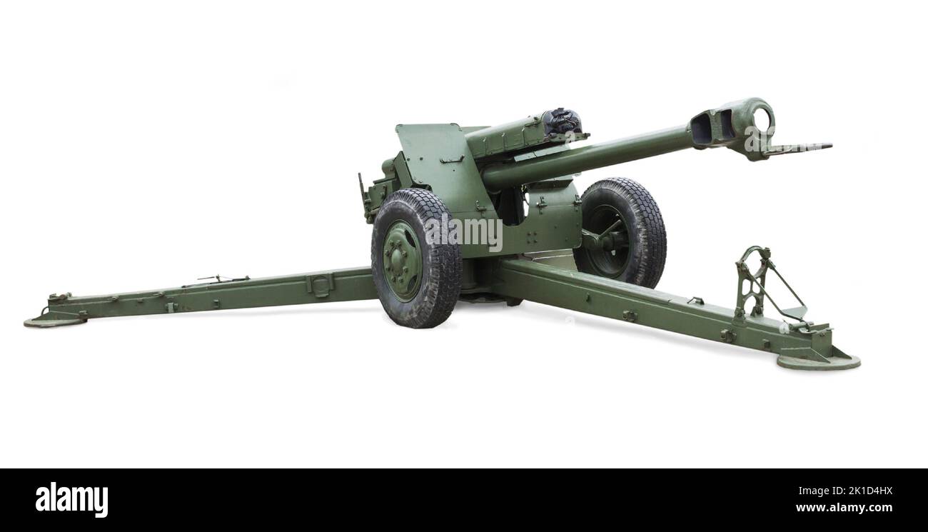 The Soviet D-30 howitzer was adopted in 1960. Isolated on white Stock ...
