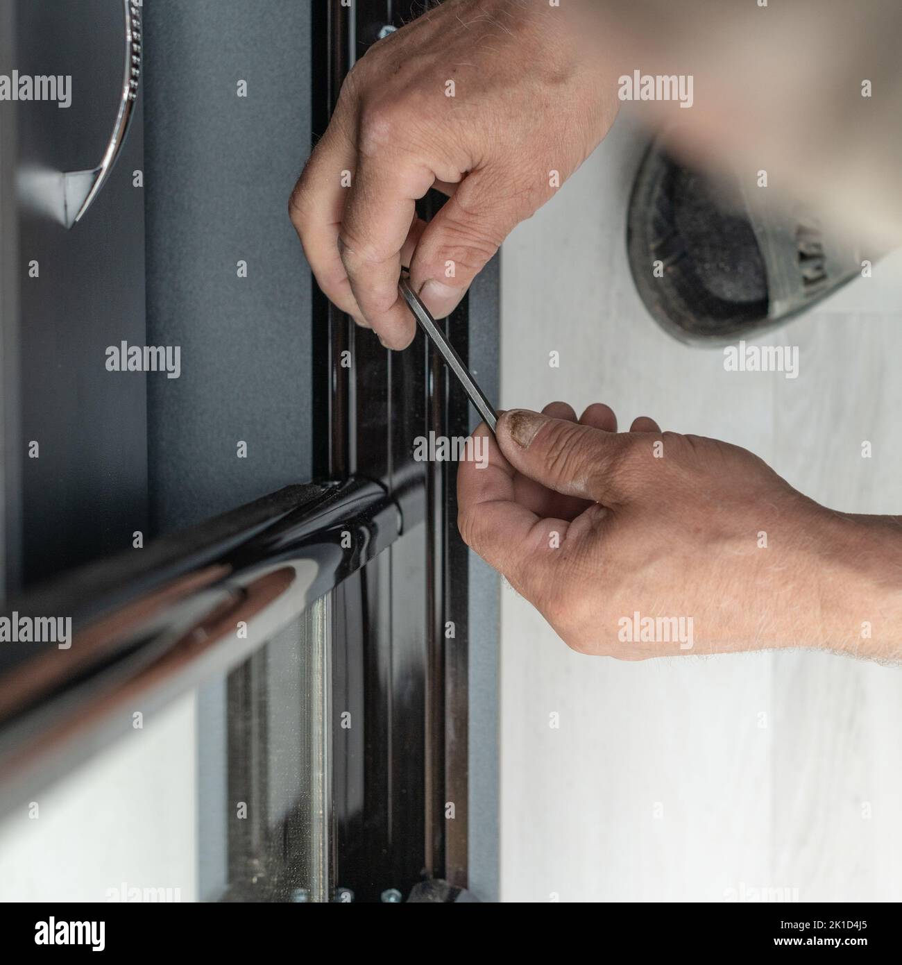 hexagonal key for adjusting the door in the closet, installation of the ...