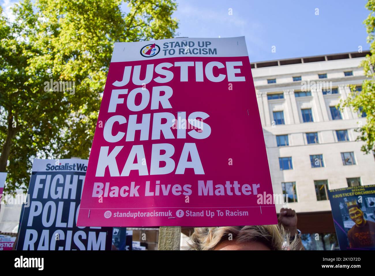 London, England, UK. 17th Sep, 2022. ''Justice For Chris Kaba'' placard ...