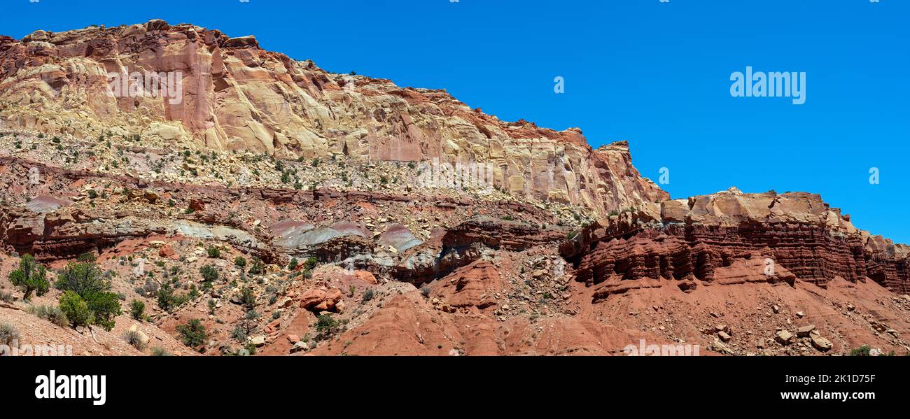 Panorama of the Moenkopi and Chinle formations at Slickrock Divide in ...