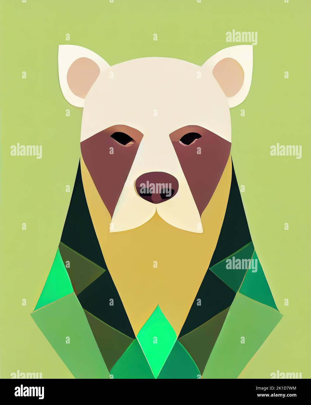 Stylized bear portrait flat illustration. Digital illustration based on ...