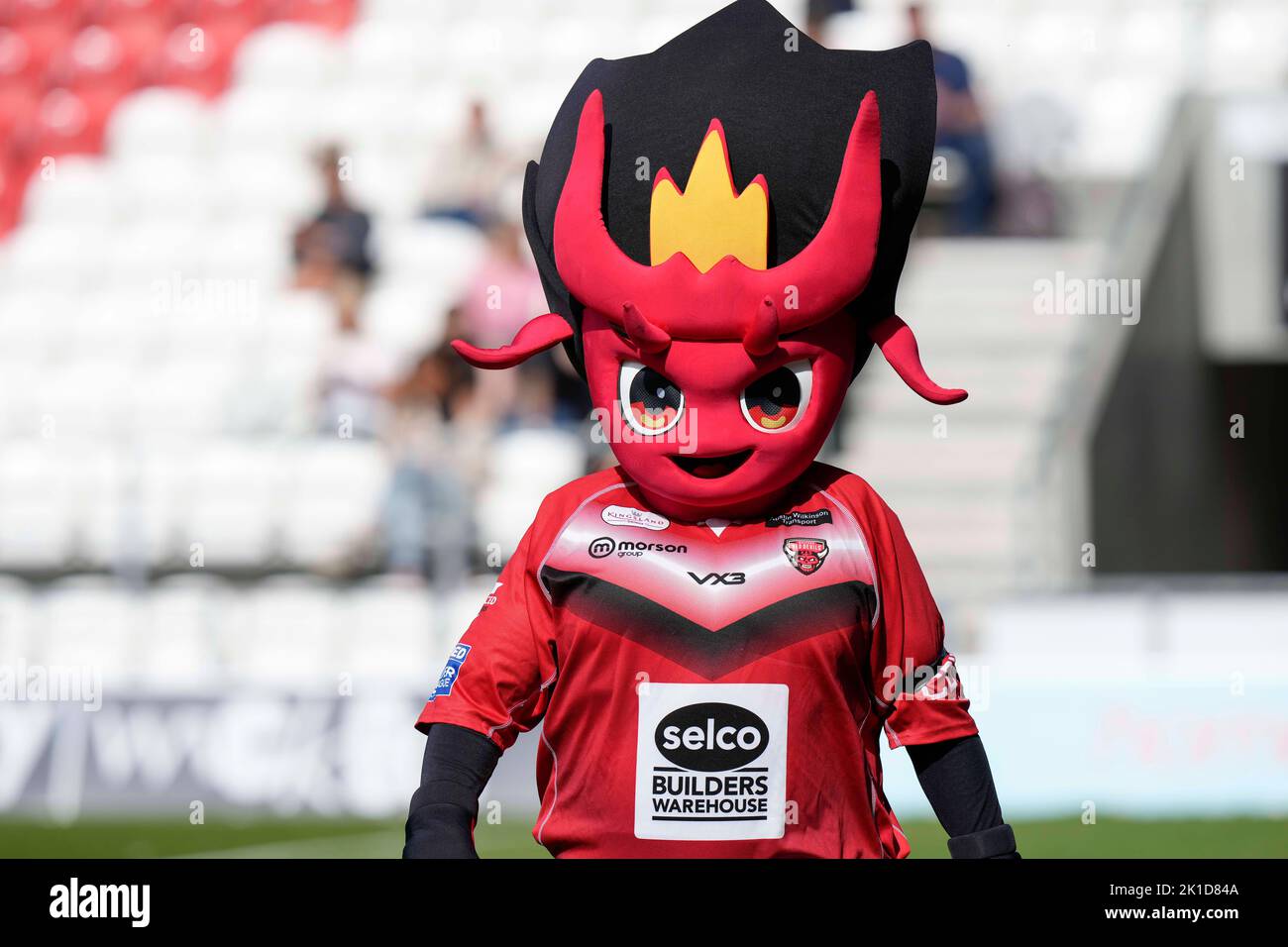 Salford Red Devils mascot before the Betfred Super League match St ...