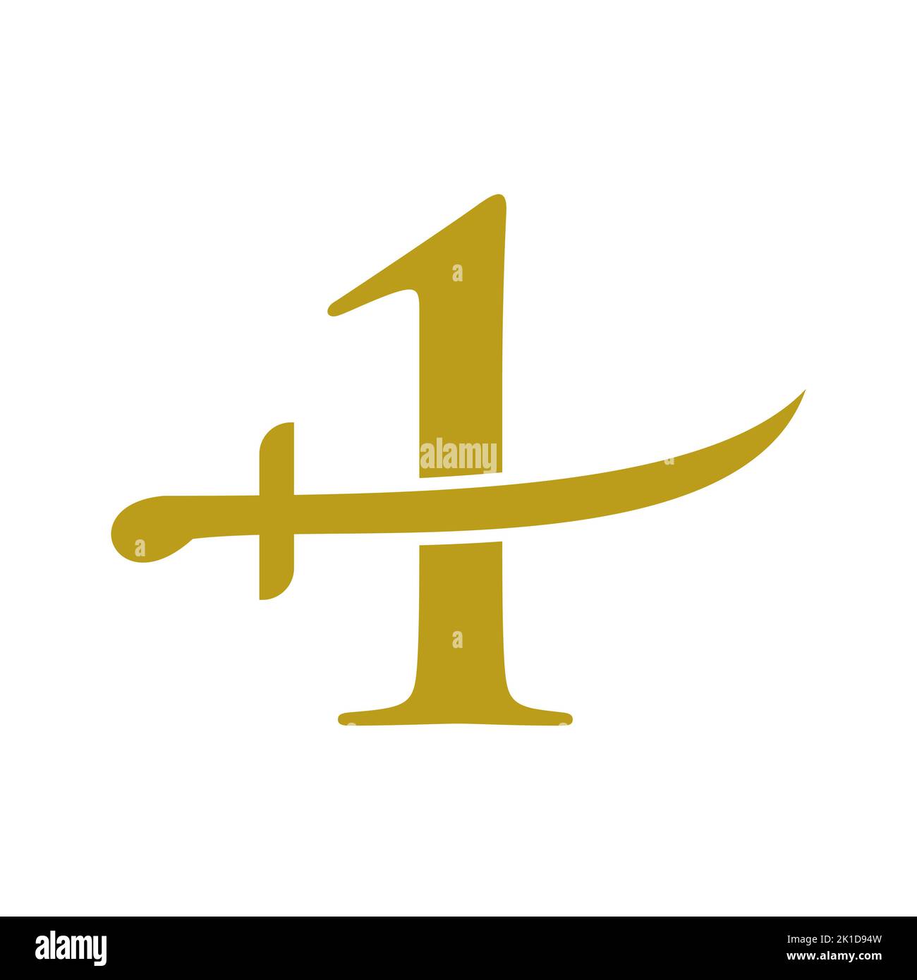 Letter 1 Swords Logo Vector Template. Swords Icon For Protection and ...