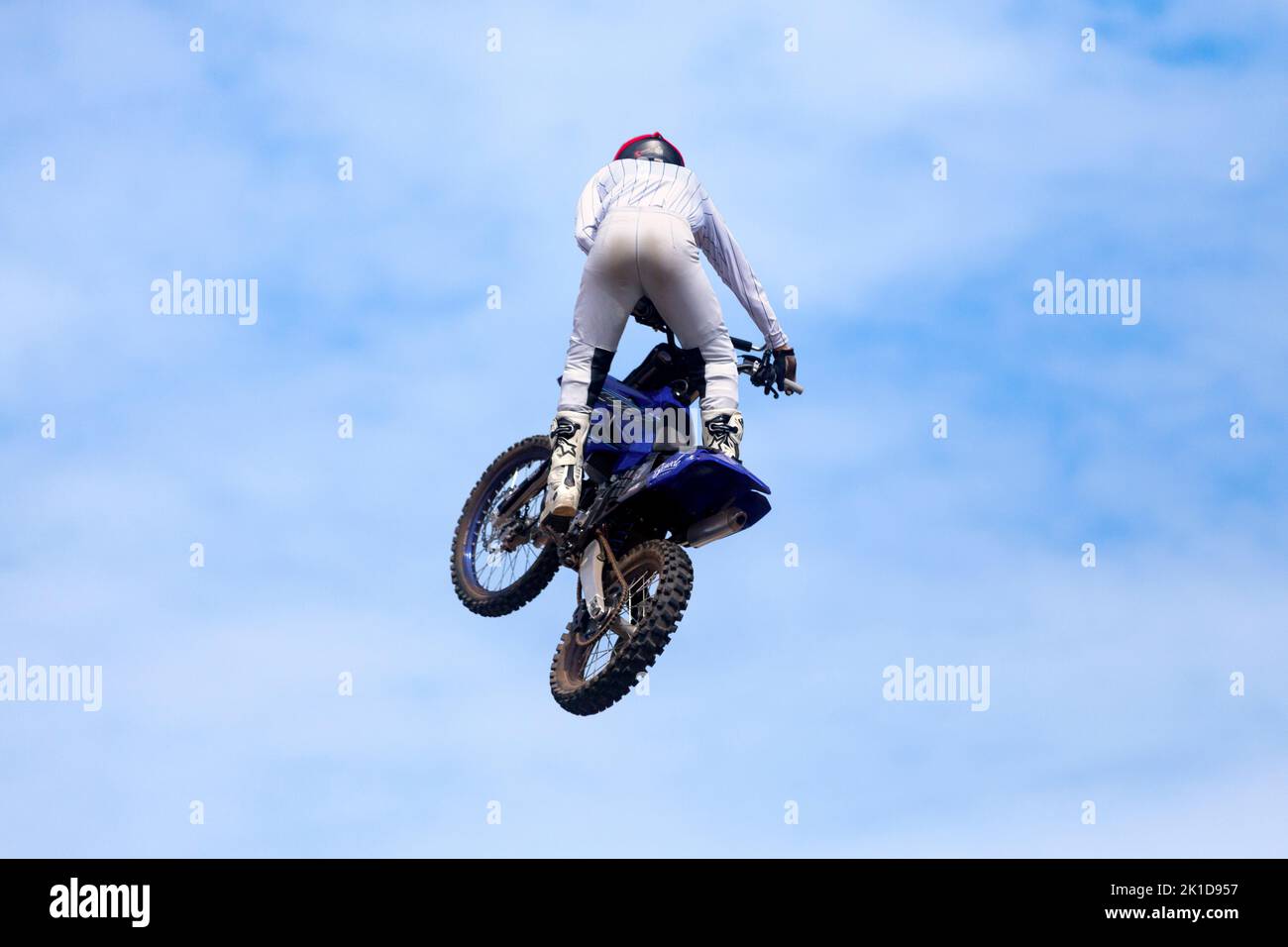 Pleyber-Christ, France - August, 28 2022: Biker doing a freestyle trick ...