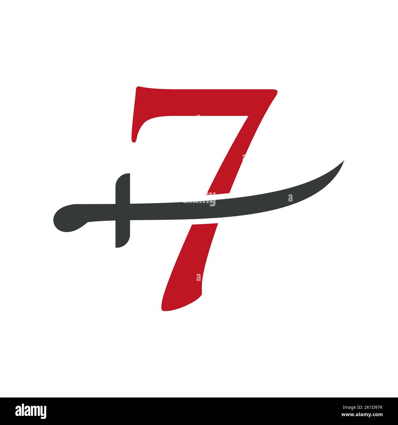 Letter 7 Swords Logo Vector Template. Swords Icon For Protection and ...