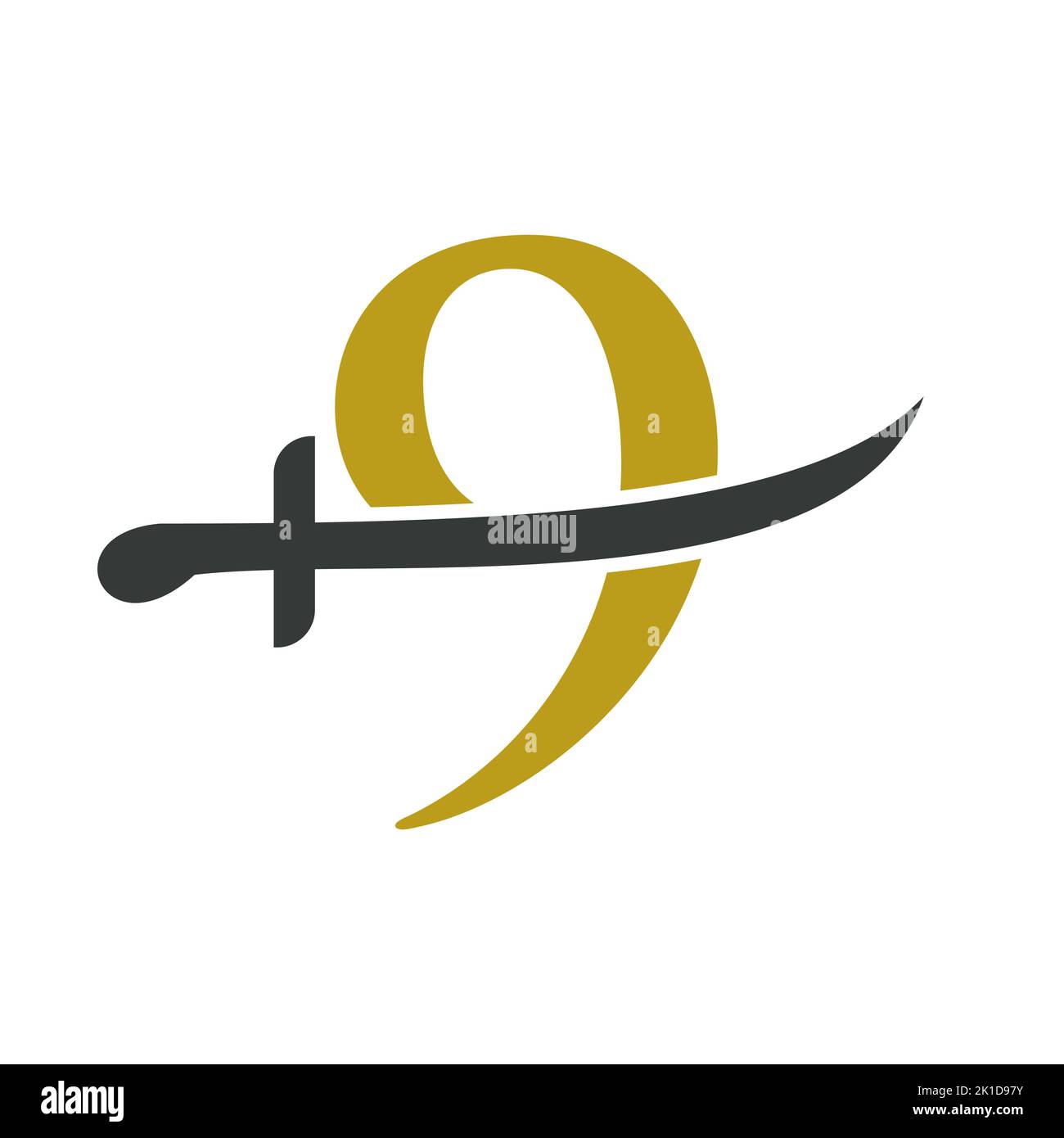 Letter 9 Swords Logo Vector Template. Swords Icon For Protection and ...