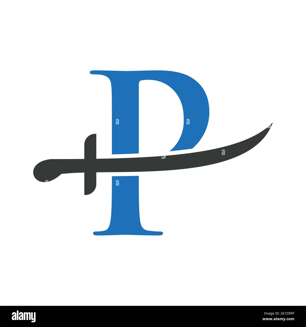 Letter P Swords Logo Vector Template. Swords Icon For Protection and ...