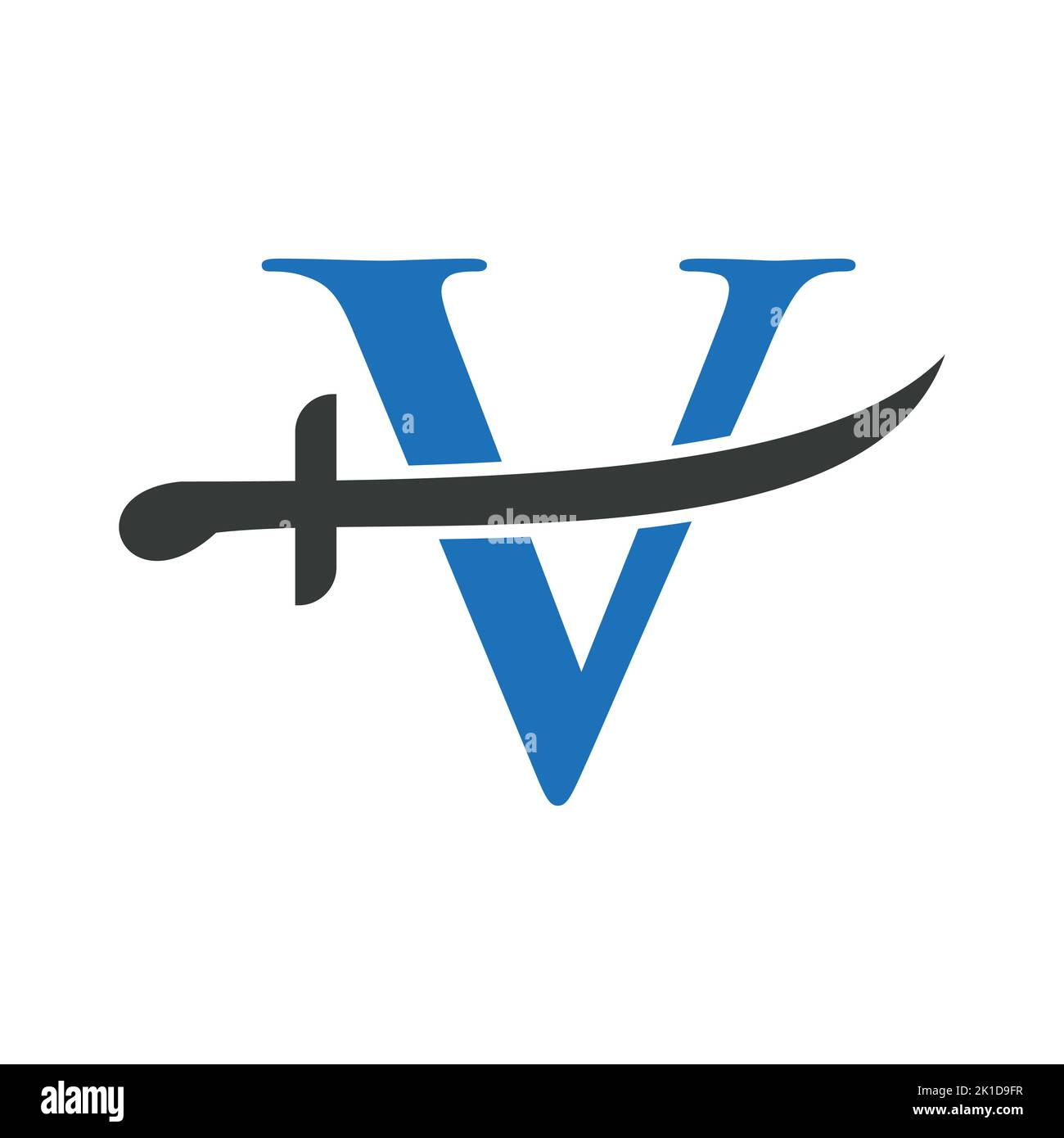 Letter V Swords Logo Vector Template. Swords Icon For Protection and ...