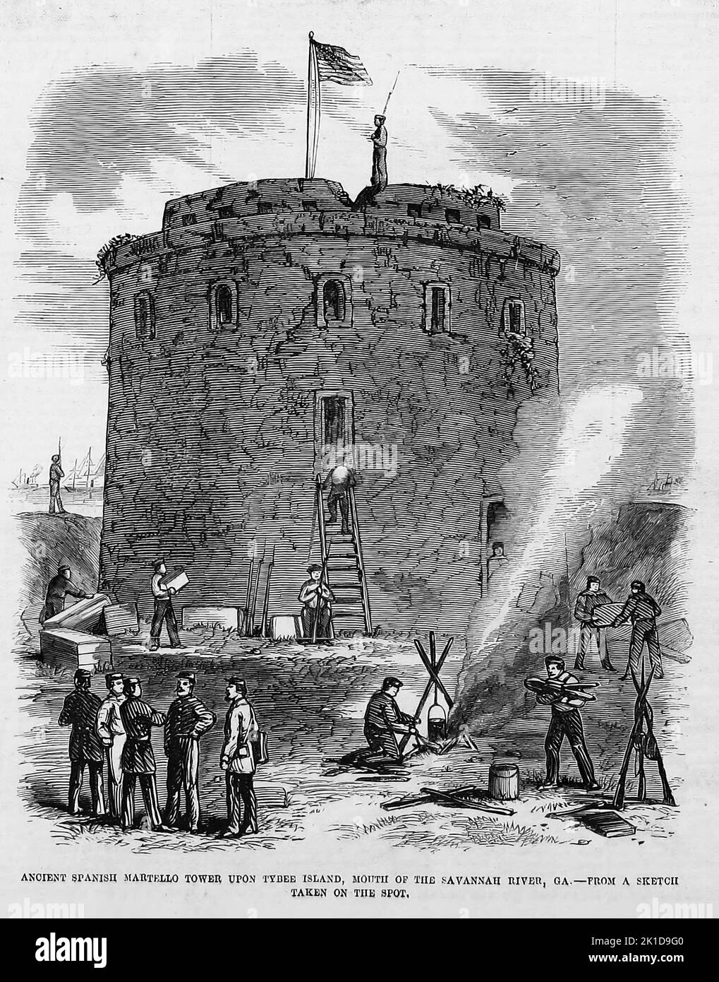 Ancient Spanish Martello Tower upon Tybee Island, mouth of the Savannah ...