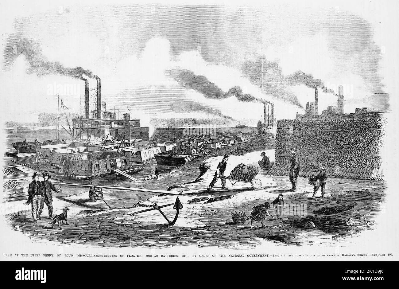 Scene at the Upper Ferry, St. Louis, Missouri - Construction of ...
