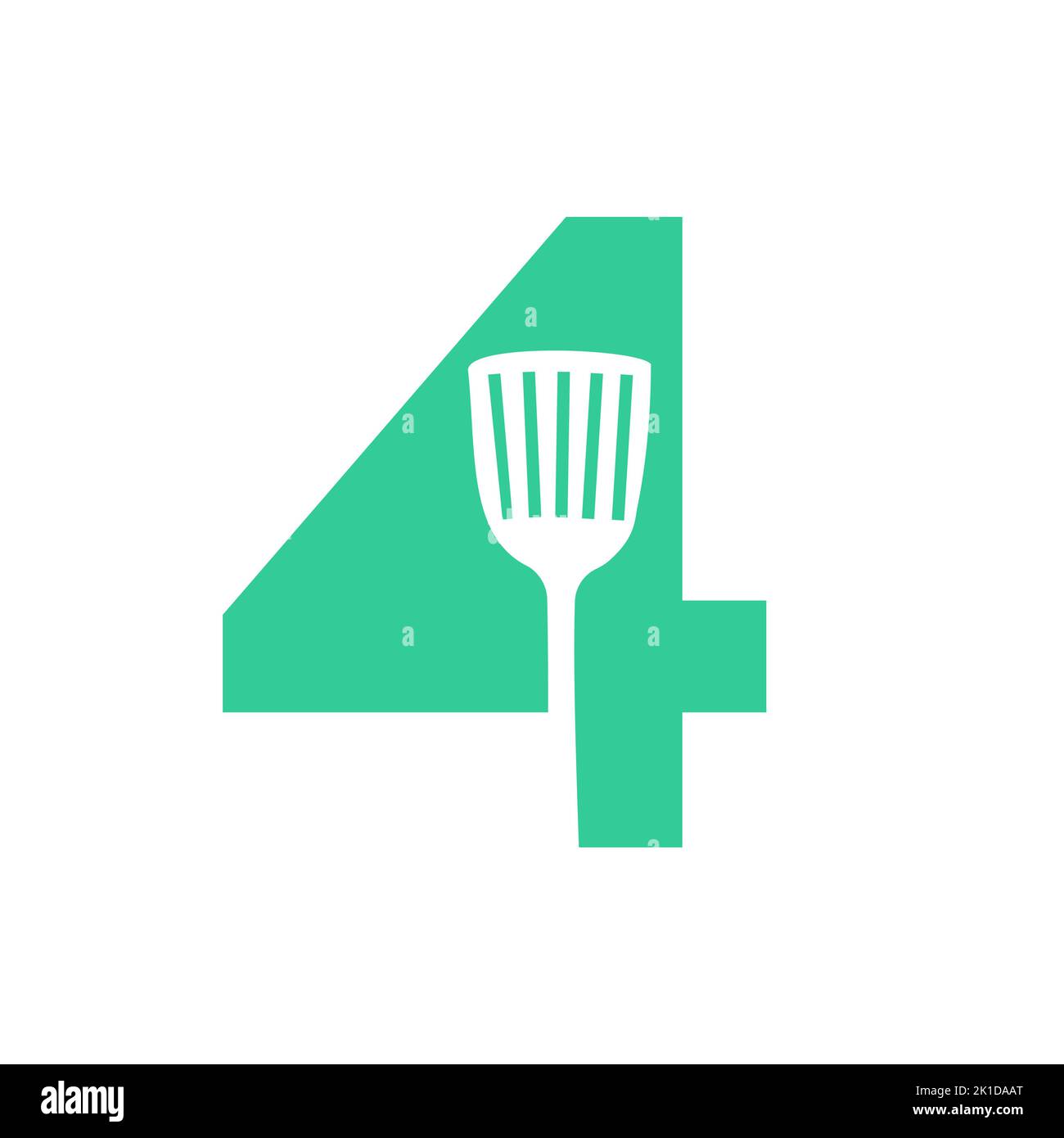 Letter 4 Kitchen Spatula Logo. Kitchen Logo Design Combined With ...