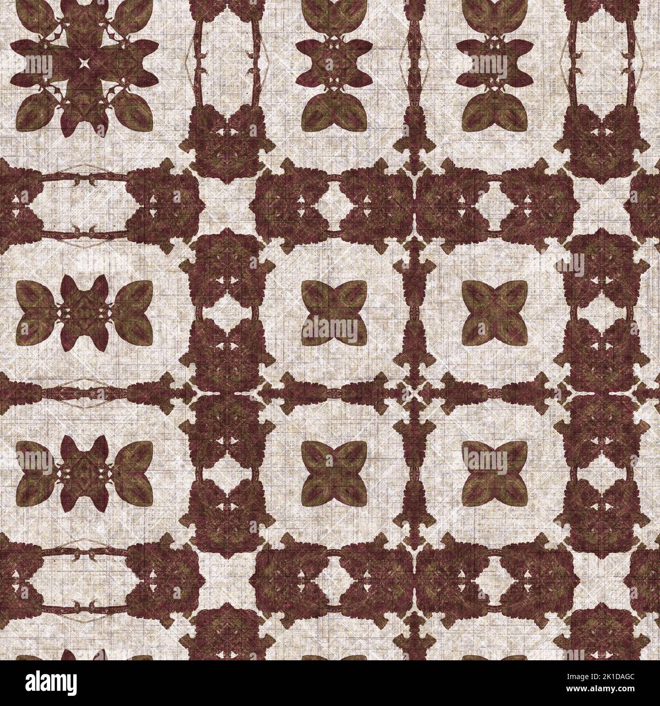Foliage brown kaleidoscope seamless texture pattern. Trendy optic fresh ...