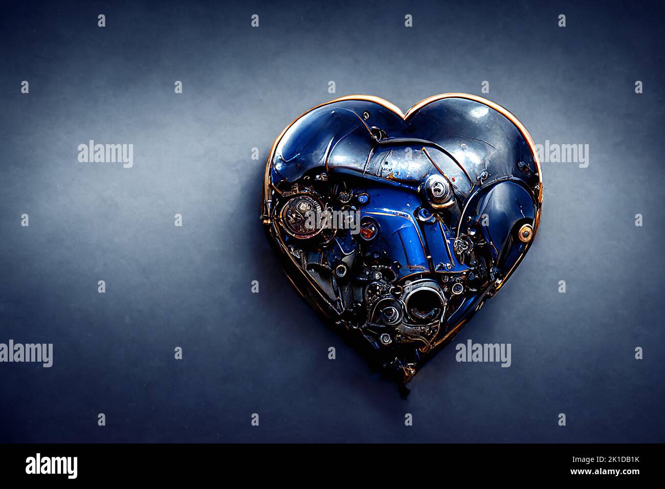 The blue metal artifact heart with the engine in its - Digital Generate ...