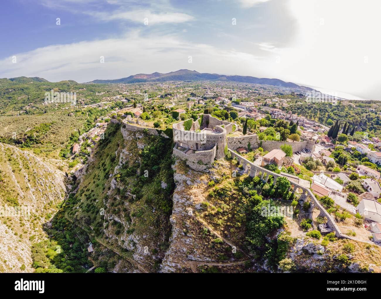 Old city. Sunny view of ruins of citadel in Stari Bar town near Bar ...
