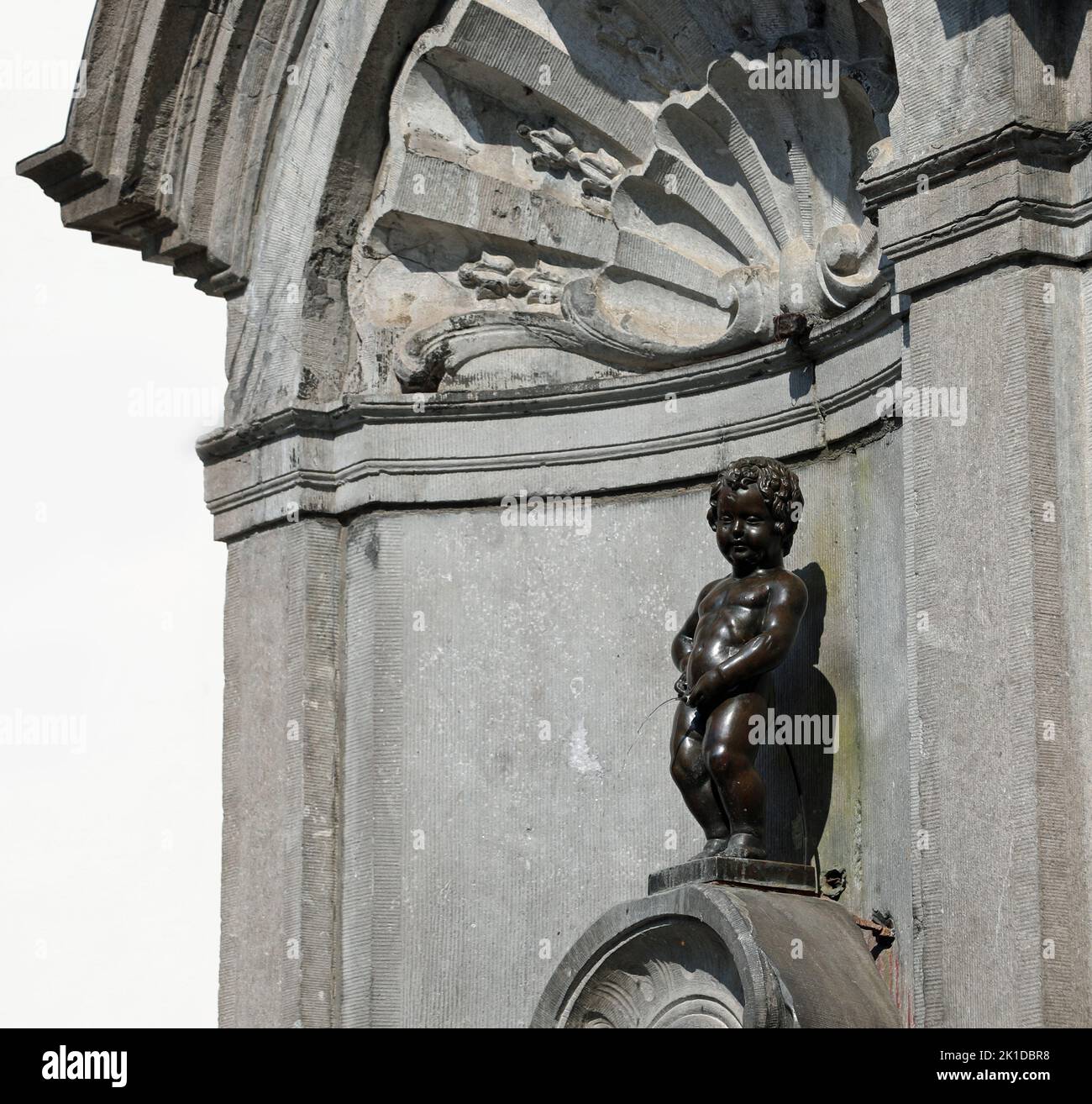 Brussels, B, Belgium - August 18, 2022: Manneken Pis is fountain with ...