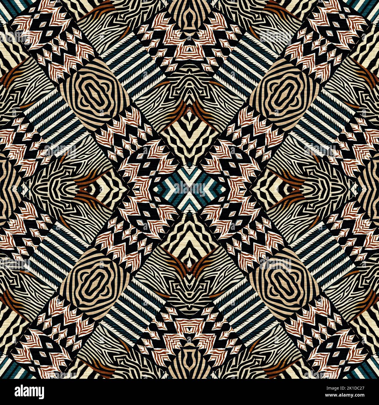 African kente cloth patchwork effect pattern. Seamless geometric quilt ...