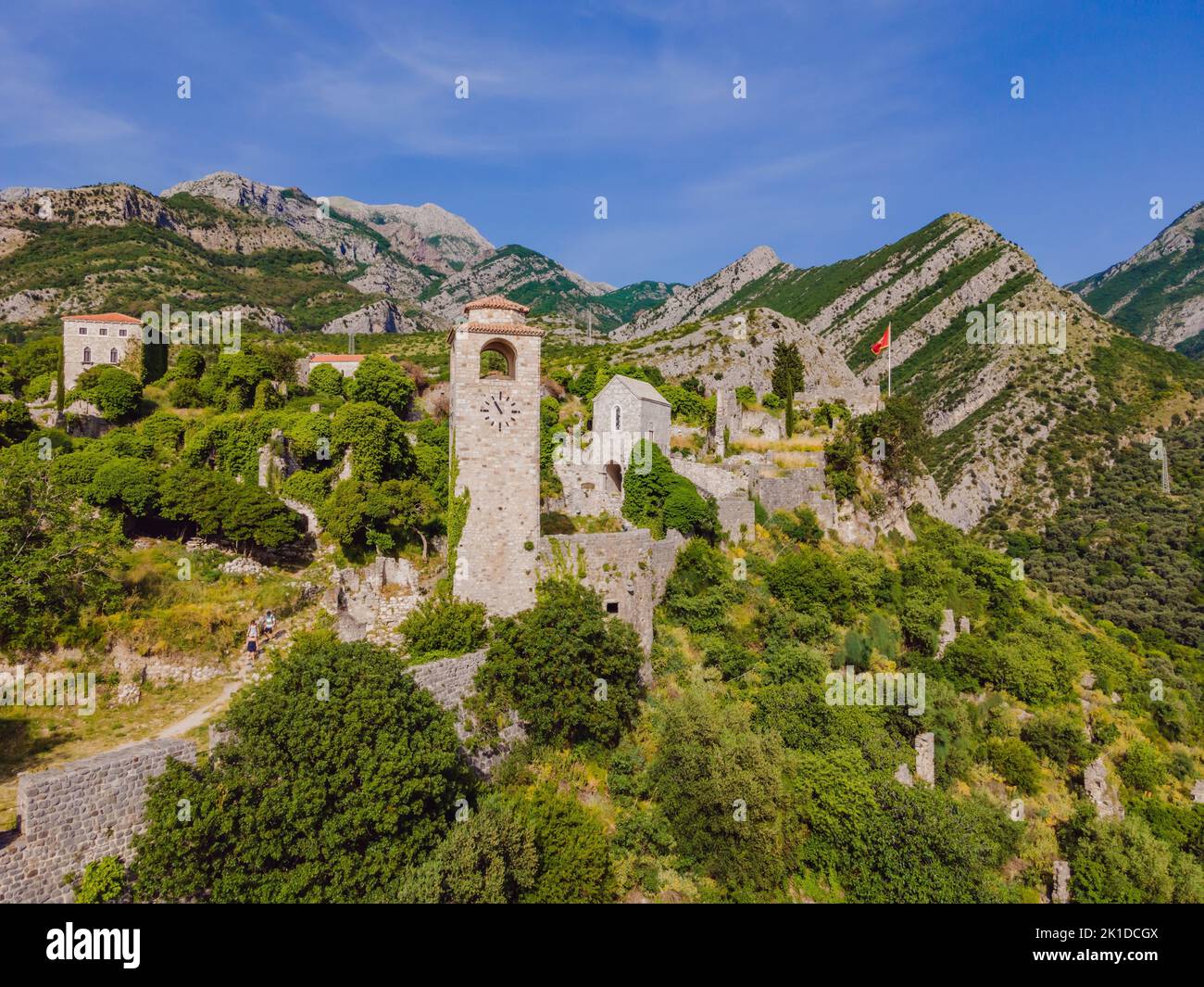 Old city. Sunny view of ruins of citadel in Stari Bar town near Bar ...