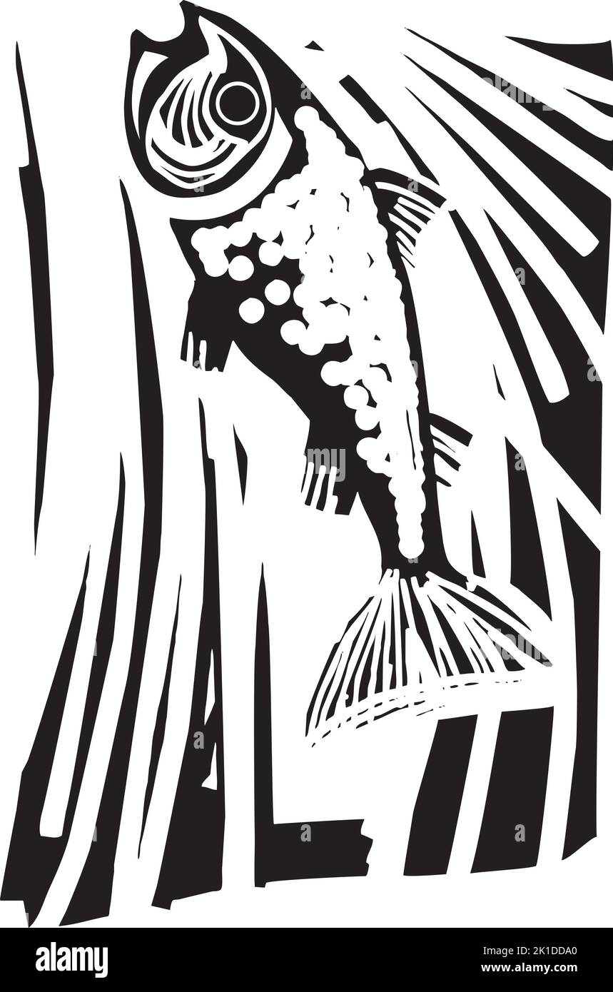 Woodcut style leaping fish Stock Vector Image & Art - Alamy