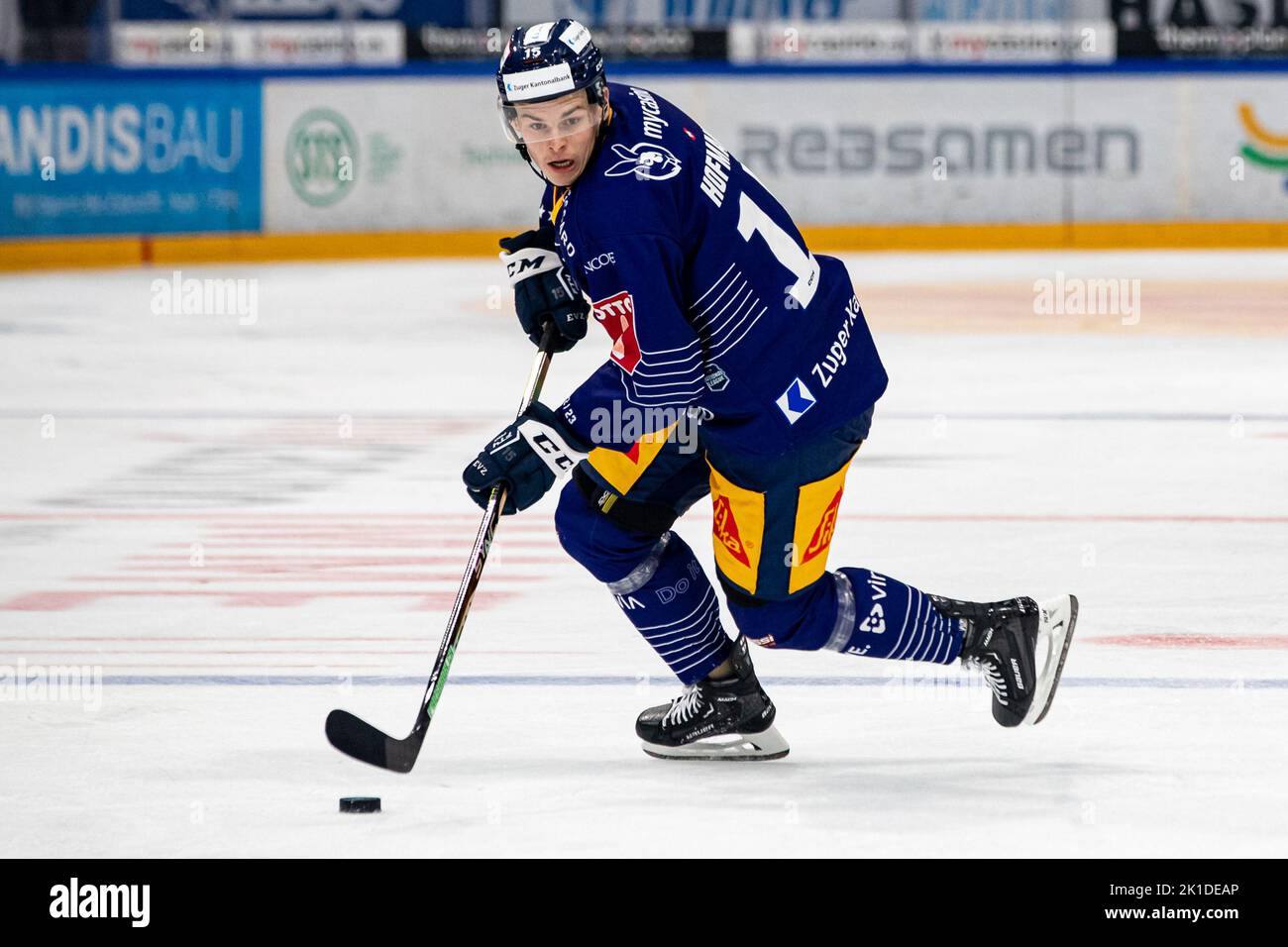 Gregory Hofmann #15 (EV Zug) during the National League Regular Season ...