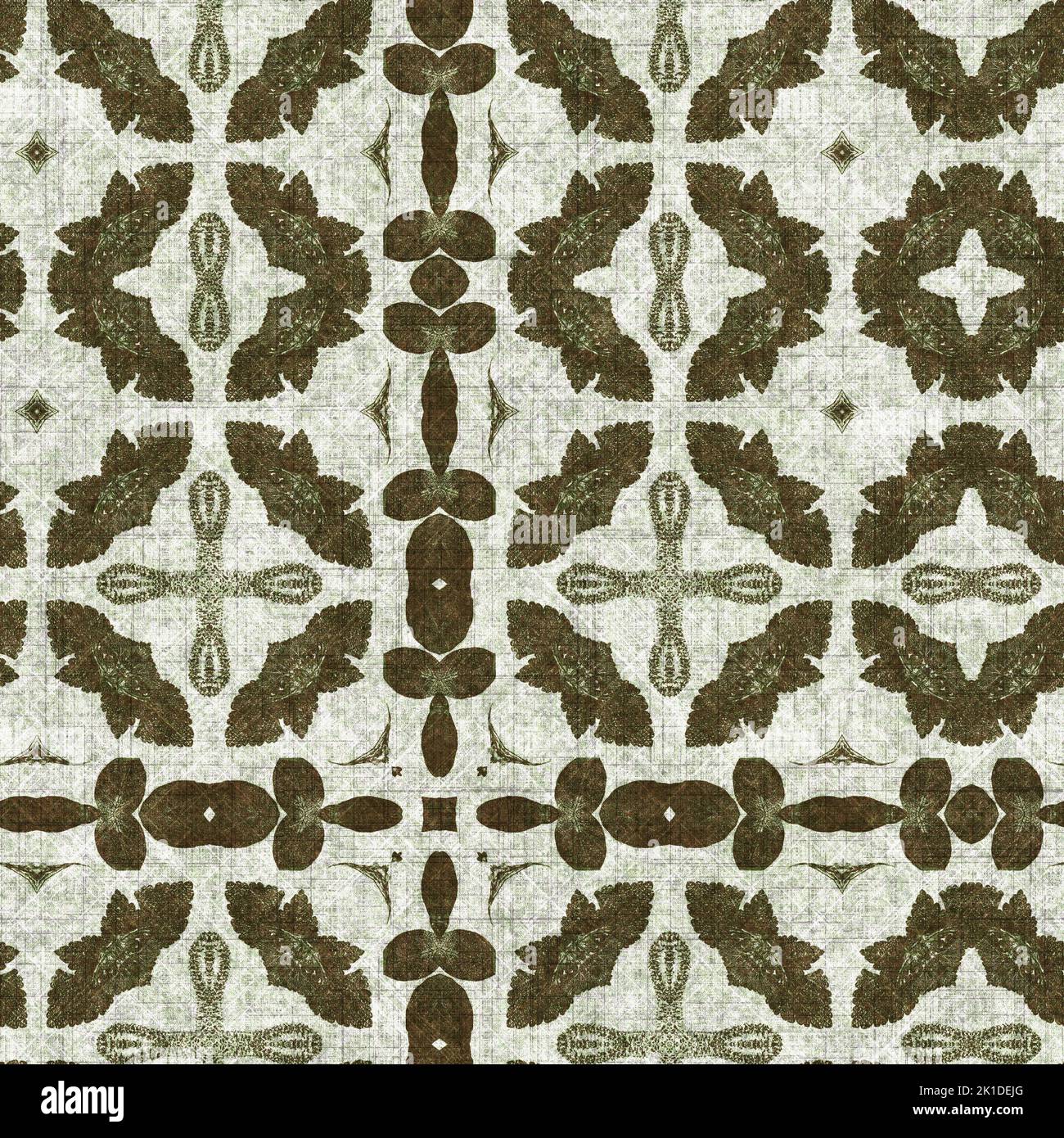 Foliage green kaleidoscope seamless texture pattern. Trendy optic fresh ...