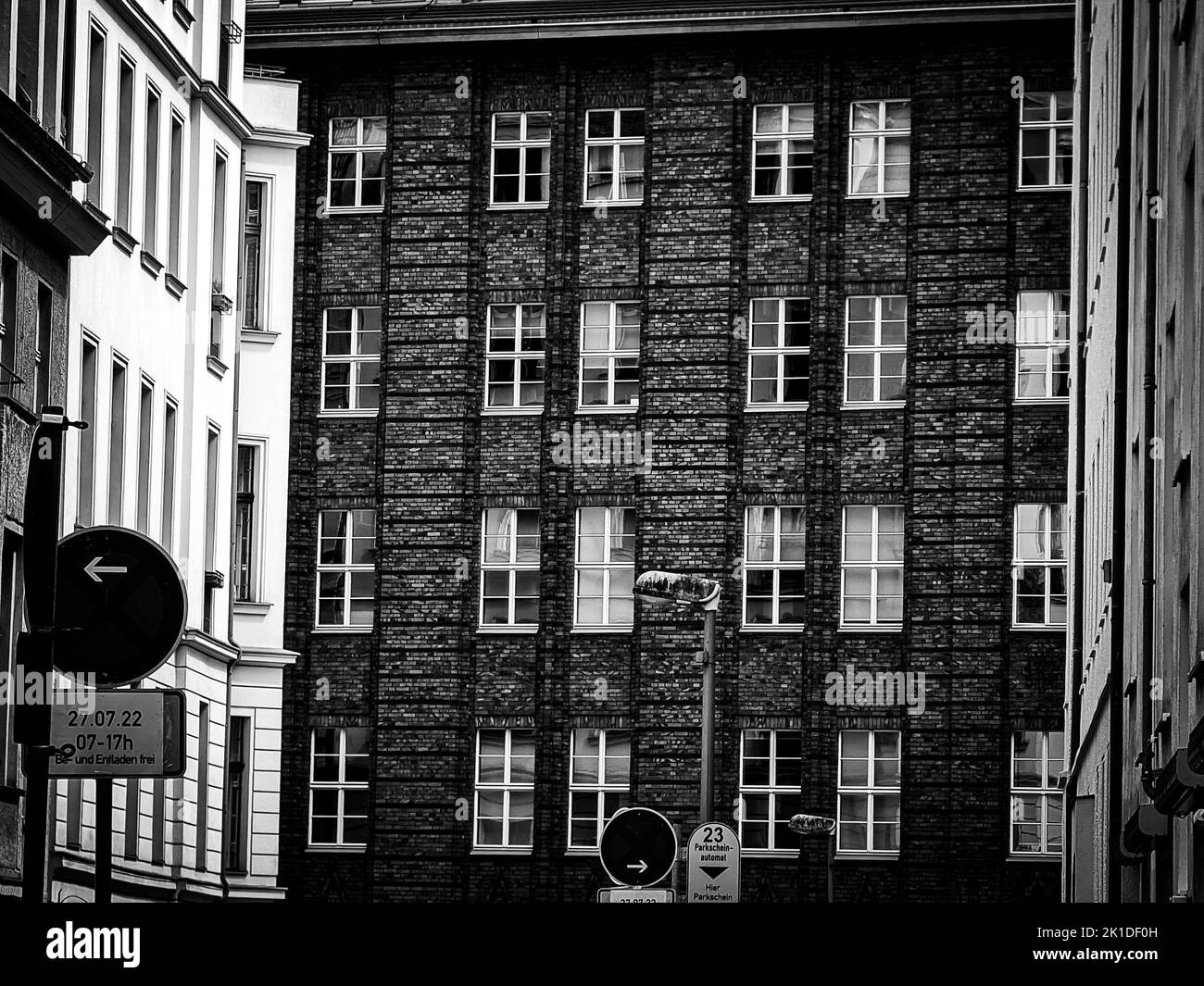 A grayscale shot of an Exterior residential architecture facade with ...