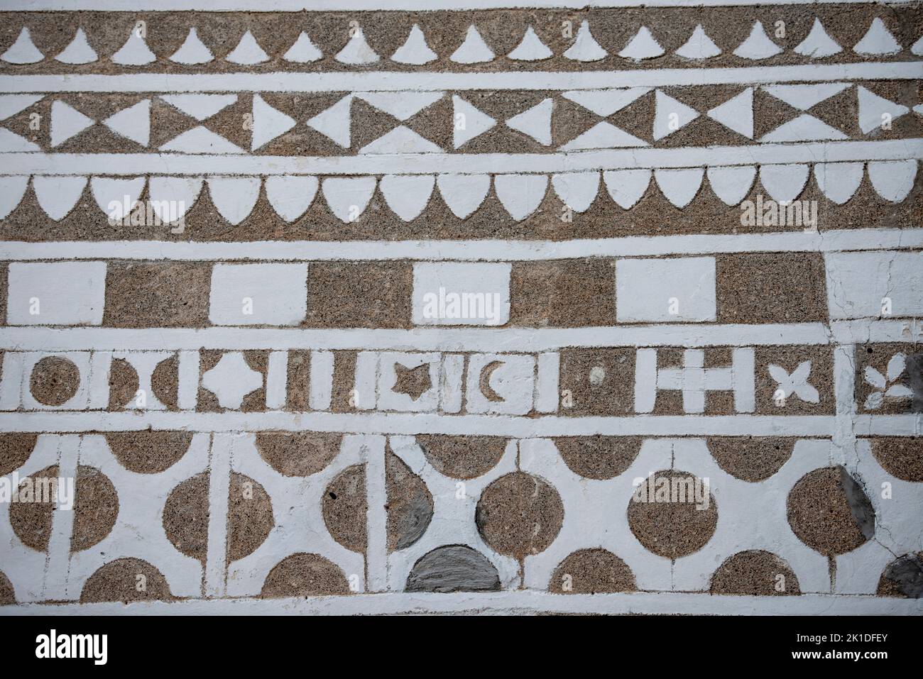 A closeup shot of traditional geometric patterns on the house in the ...