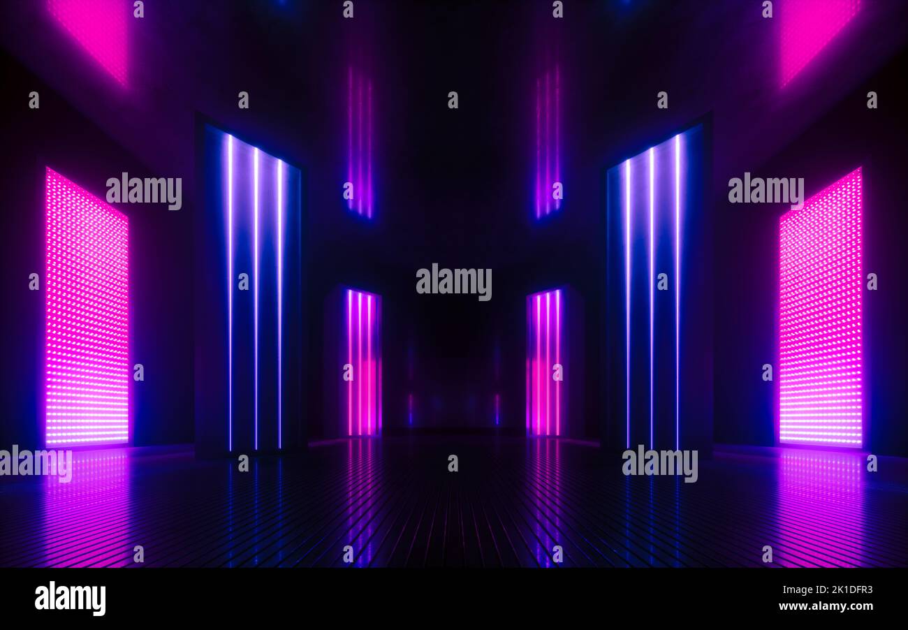 3d render, blue pink violet neon abstract background, ultraviolet light ...