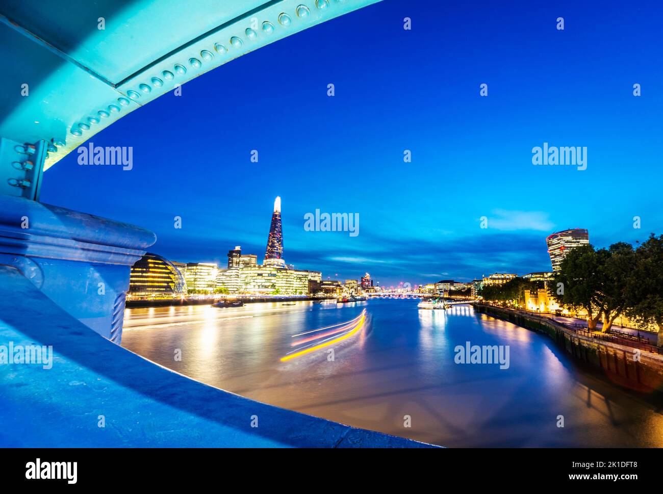 Seen from between wall opening,midway across the iconic bridge,light ...