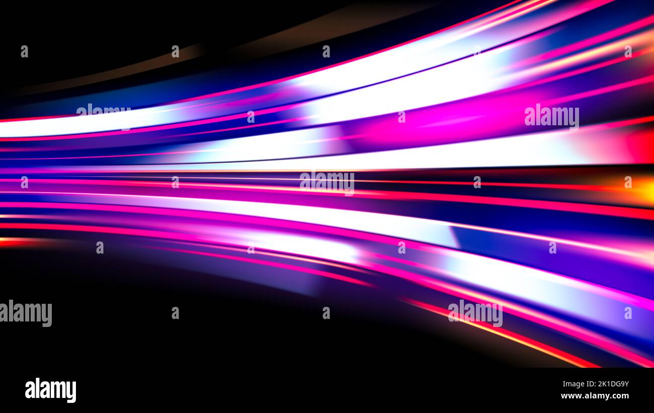 Colorful light trails with motion effect, long exposure or slow shutter ...