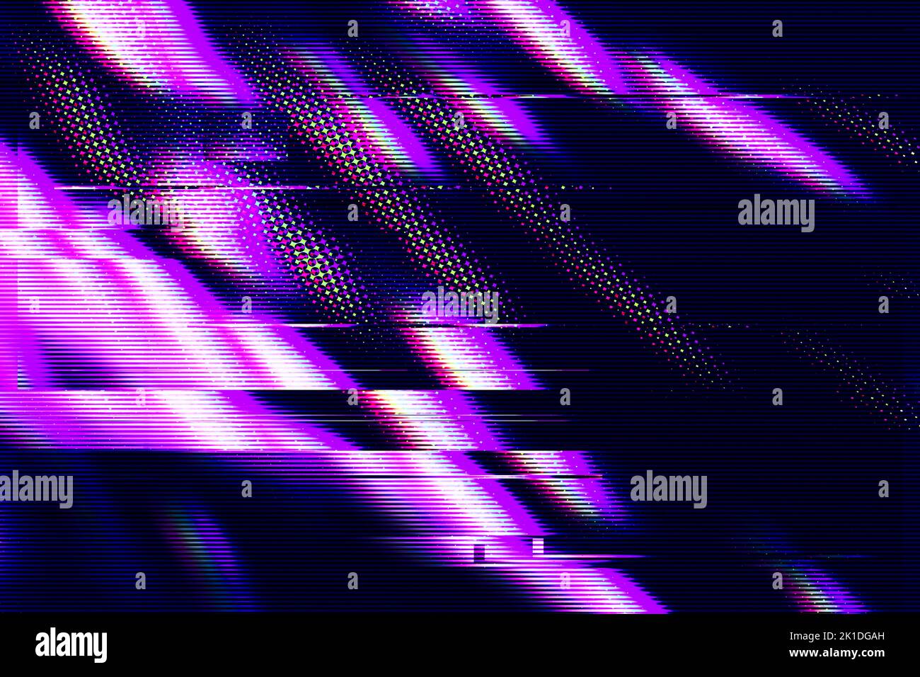 Abstract blue, mint and pink background with interlaced digital glitch ...