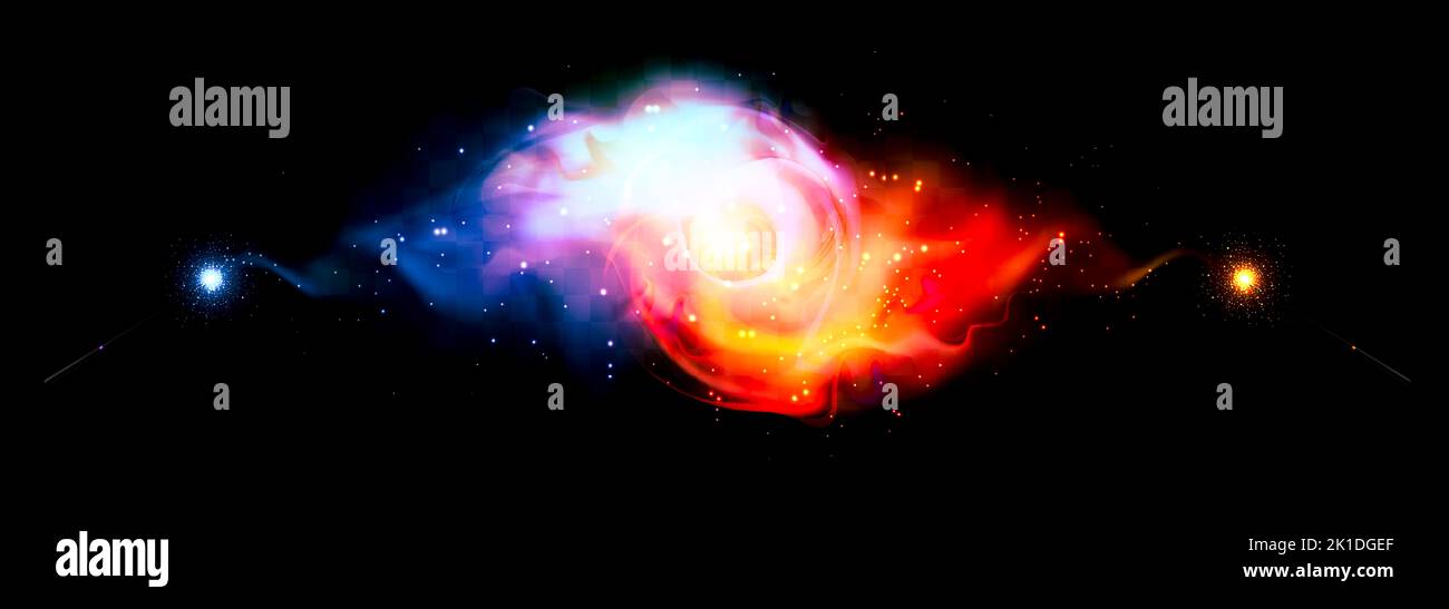 Magic wands with golden and blue glowing shiny trail. Magic battle on ...