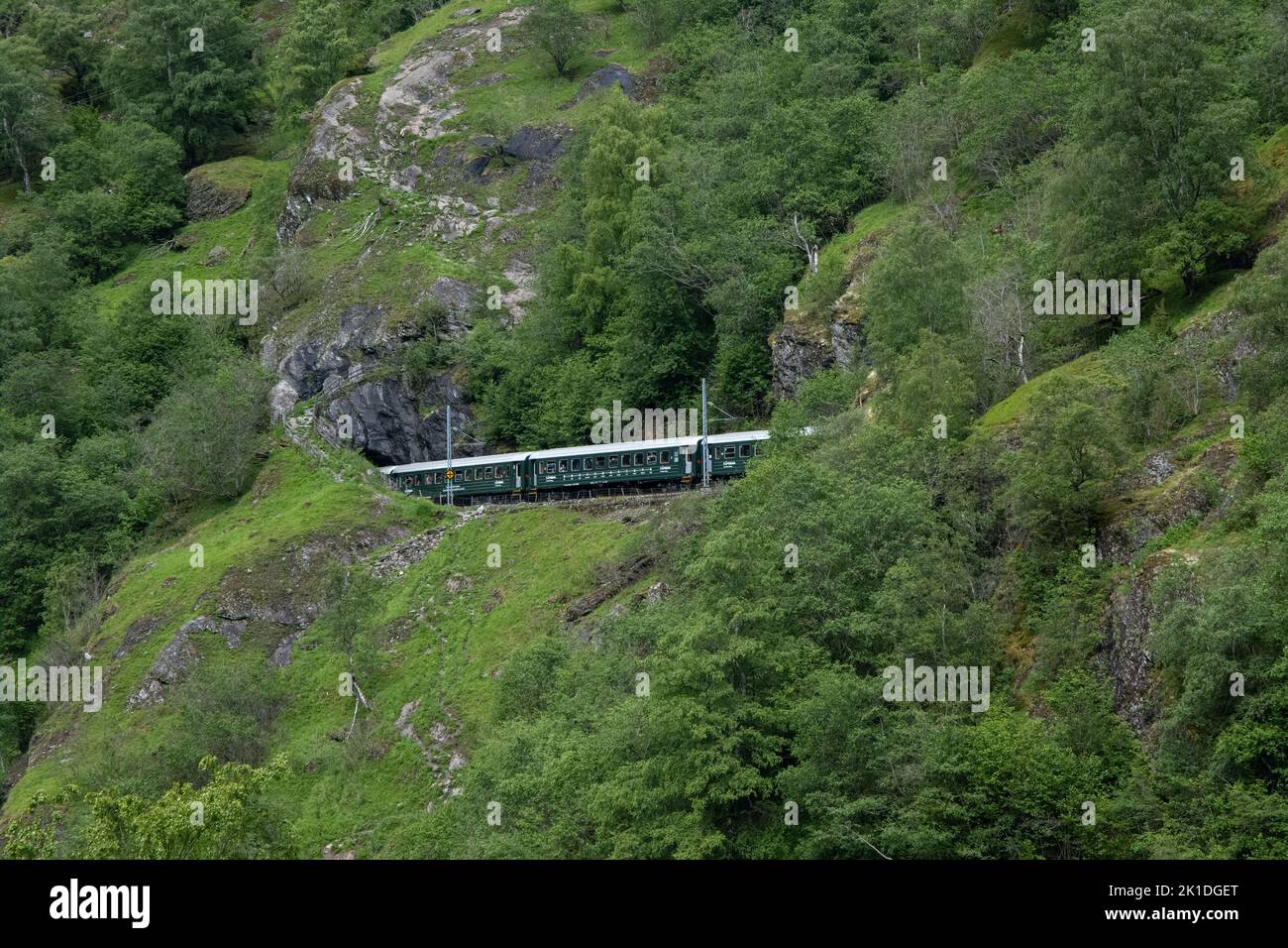 Flam, Norway - June 19, 2022: Flamsbana is a railway line between ...