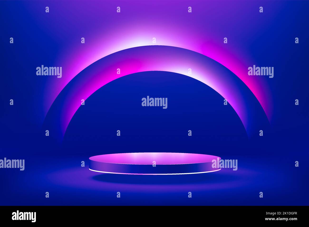 Abstract realistic 3d blue cylinder pedestal podium with Sci-fi dark ...