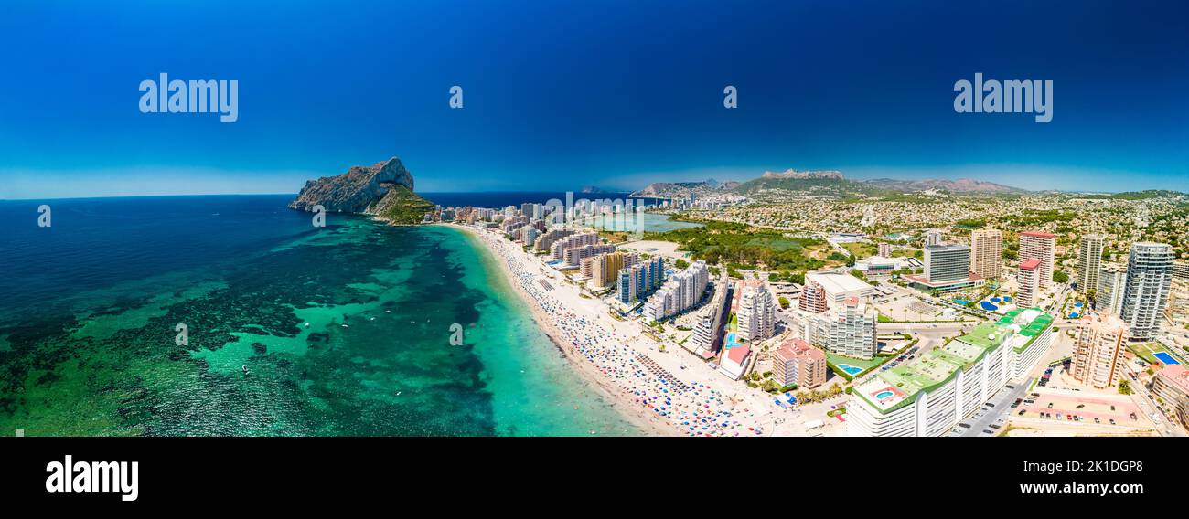 Colorful Mediterranean beach. Mountain Penyal d'Ifach. Calpe beach ...