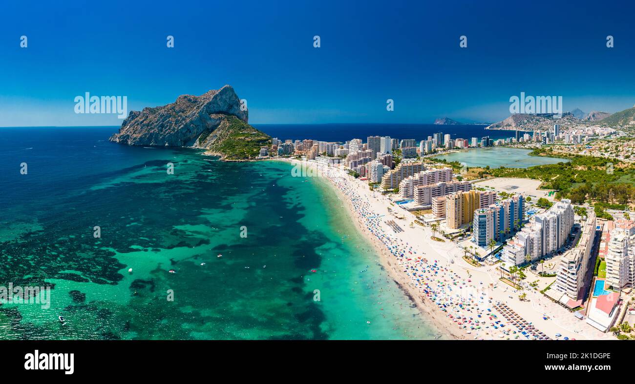 Colorful Mediterranean beach. Mountain Penyal d'Ifach. Calpe beach ...