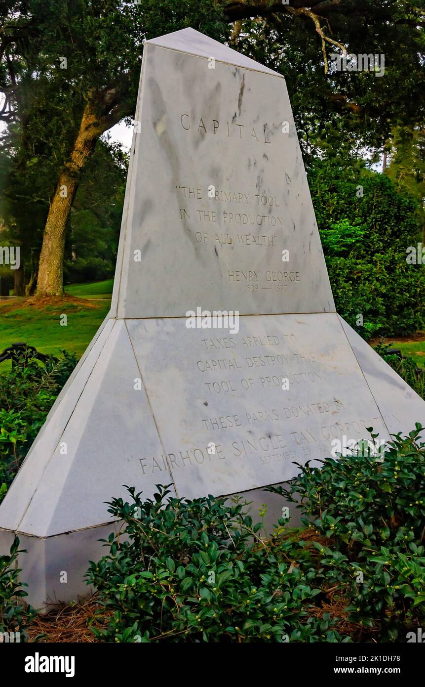 A monument honors economist Henry George at Henry George Bluff Park ...