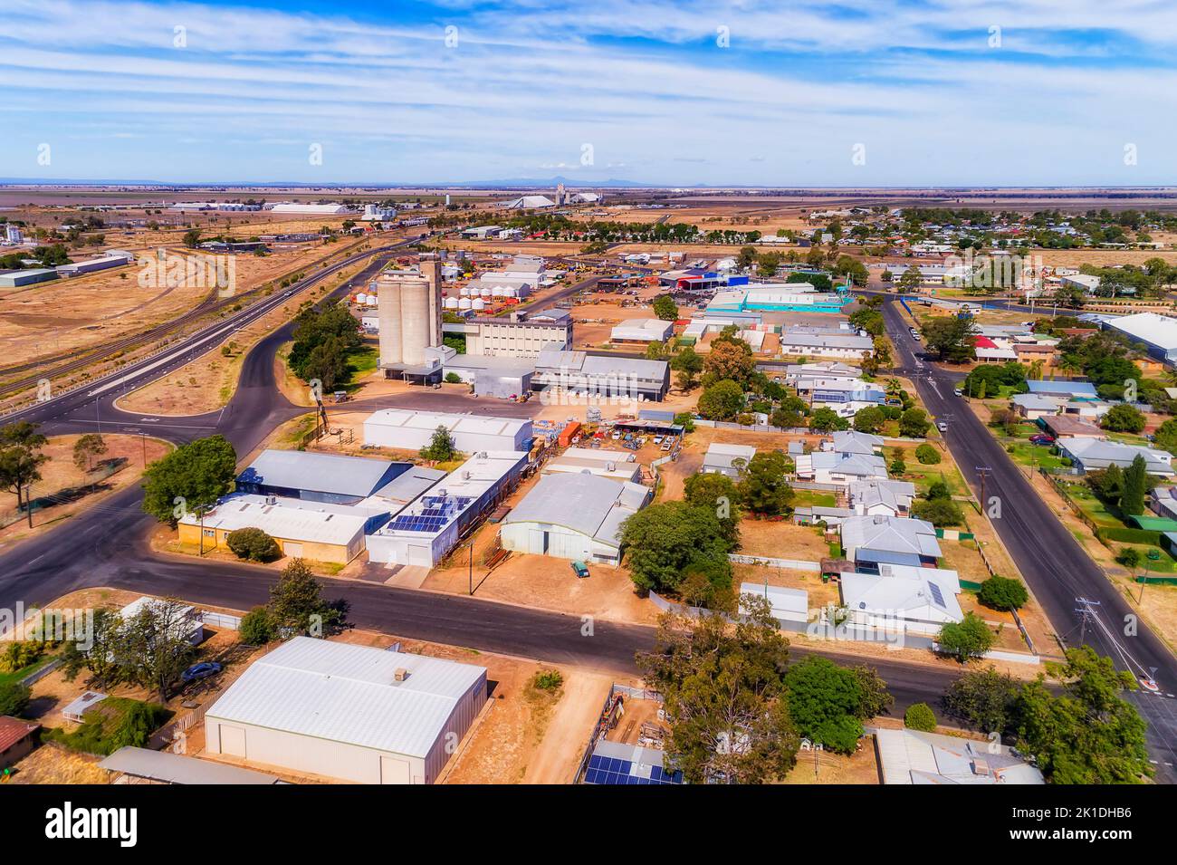 Grain crops elevator towers and storage warehouses in Moree rural ...