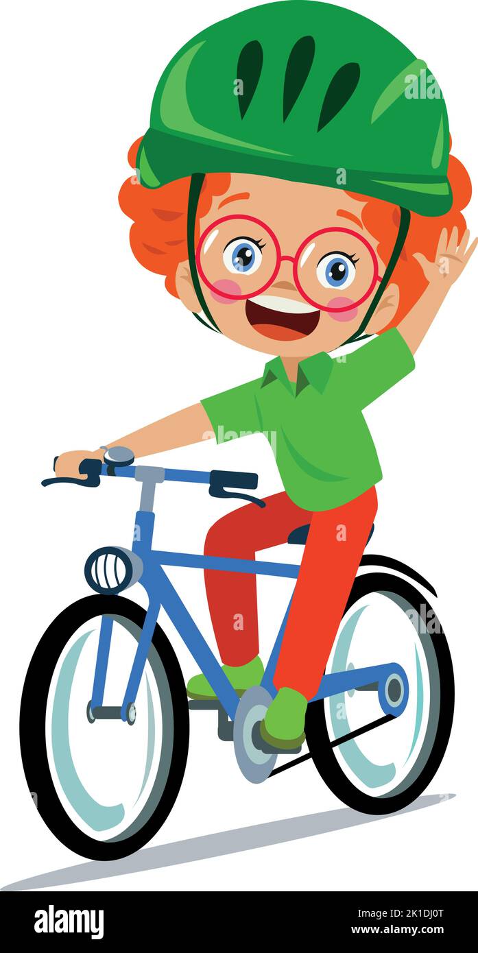 cute happy boy riding bicycle Stock Vector Image & Art - Alamy