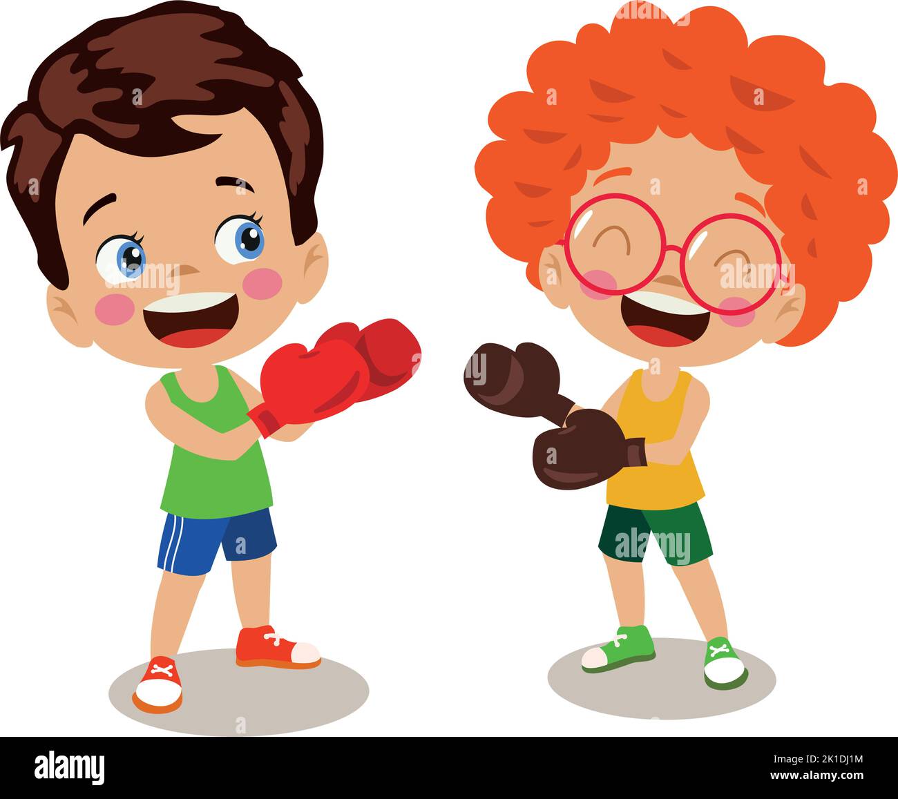 cute boy boxing with his friend Stock Vector Image & Art - Alamy