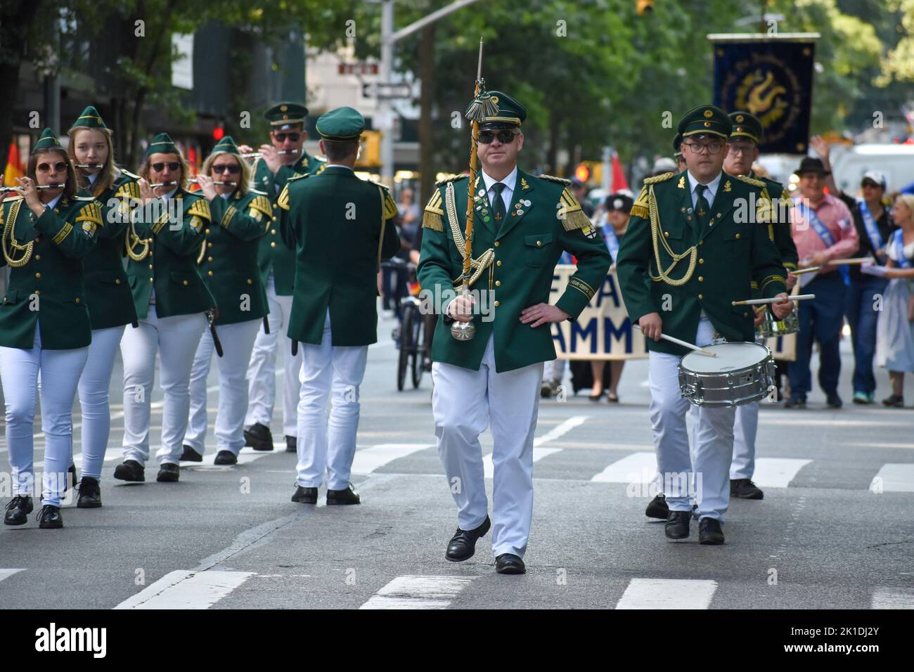 Marching band is seen on Fifth Ave in New York City during the annual ...